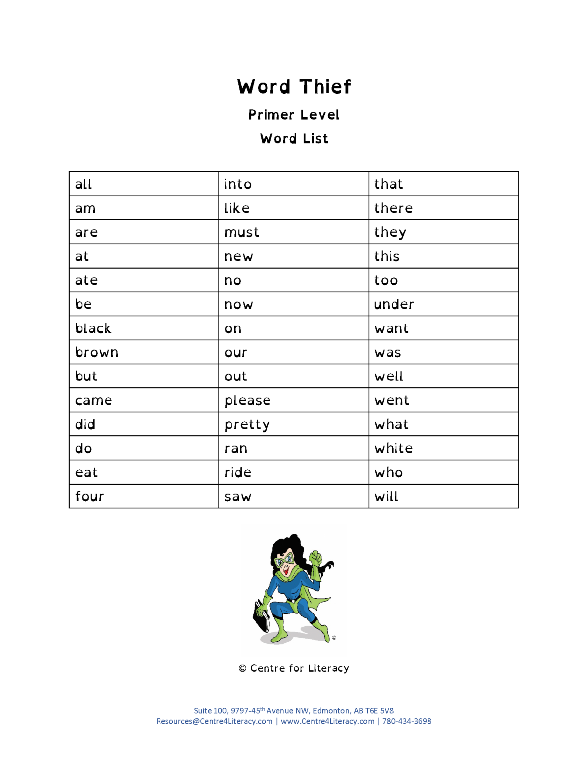 Word Thief Primer Level - Centre for Literacy Store